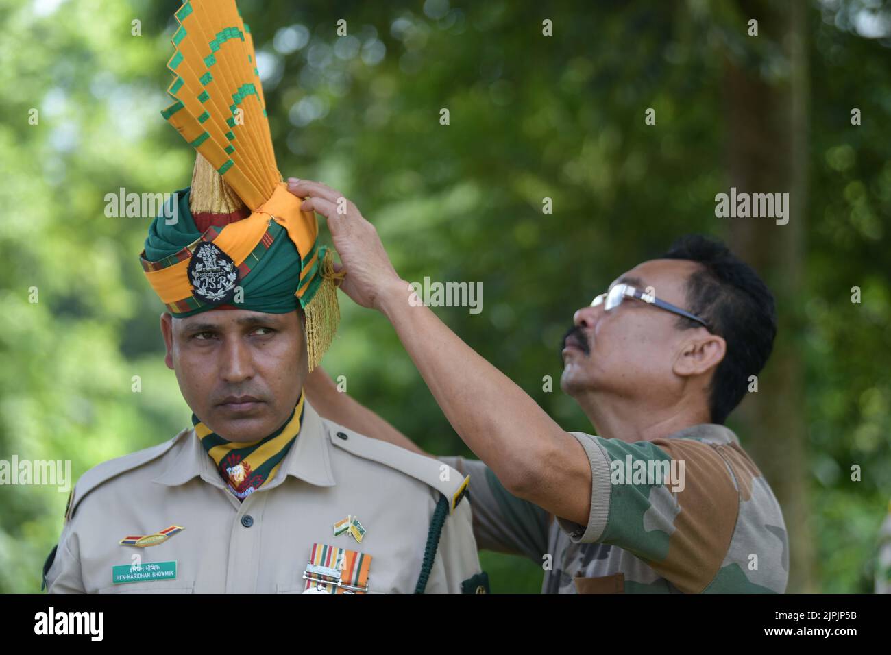 Soldiers getting ready for the 76th Independence Day parade and ...