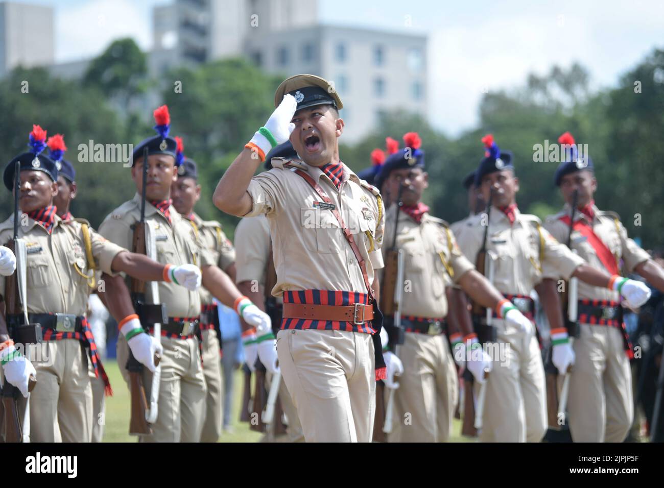 Soldiers of different platoons at the 76th Independence Day parade and ...