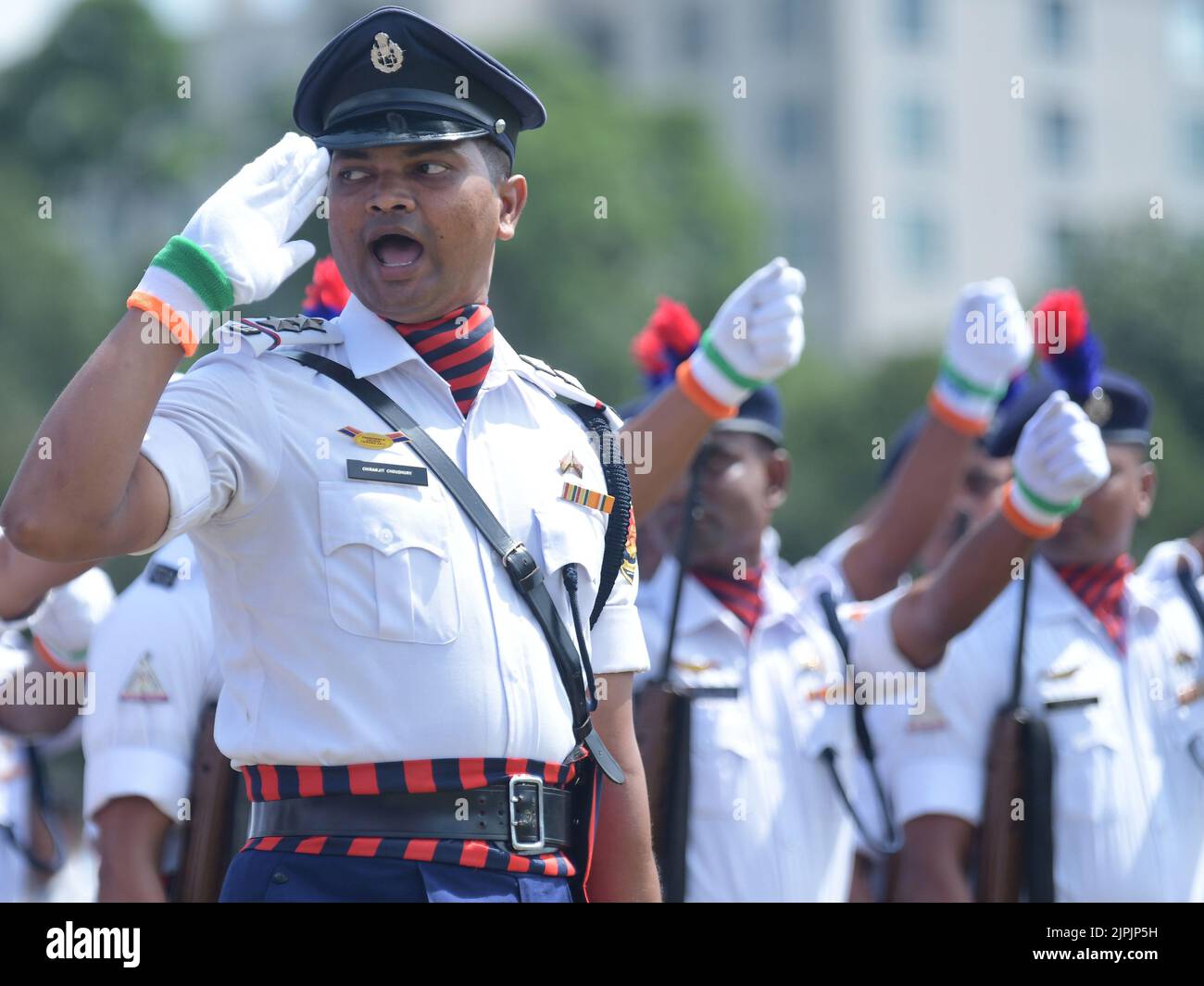 Soldiers of different platoons at the 76th Independence Day parade and ...