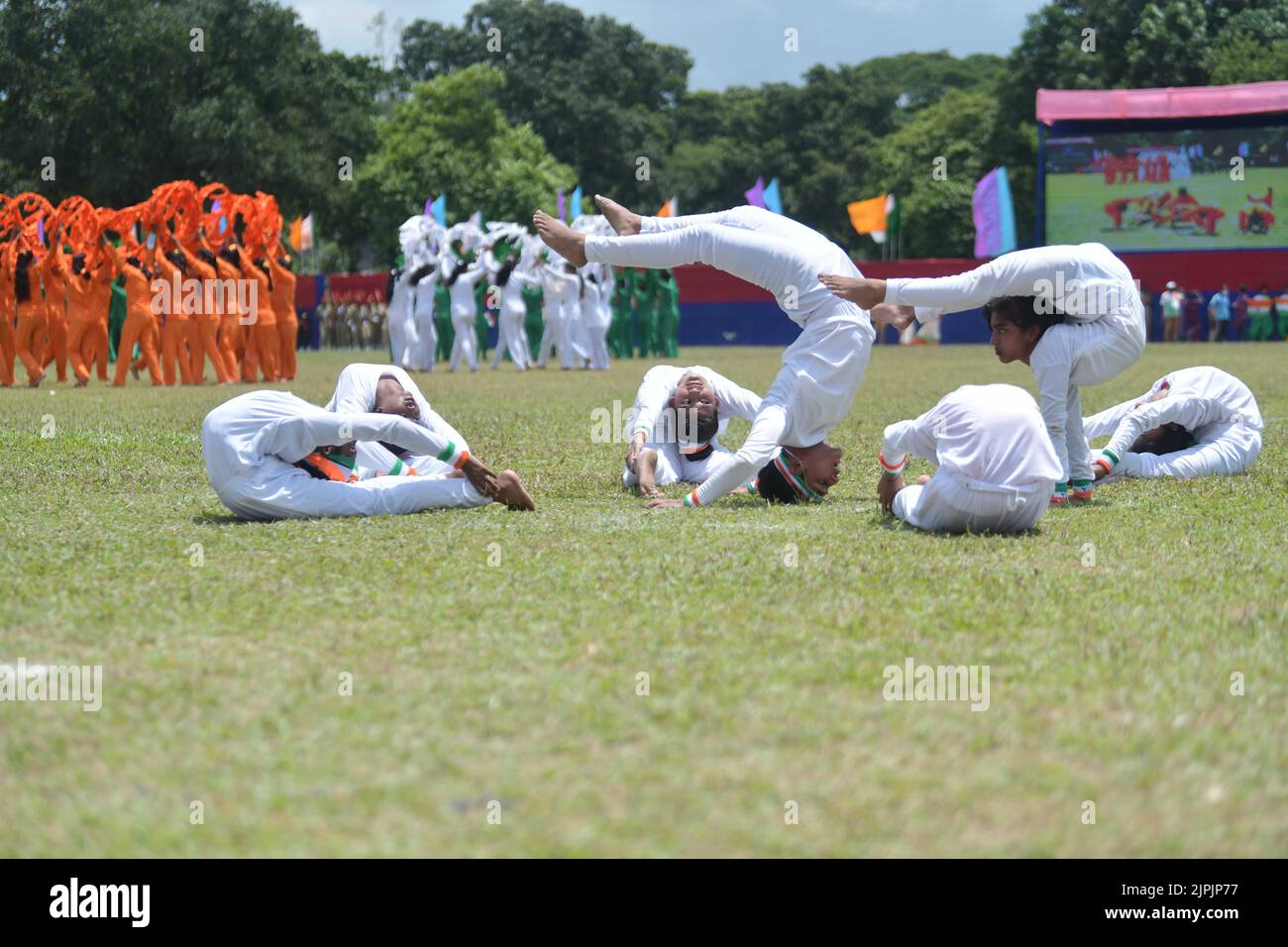 Students are performing during the 76th Independence Day function at ...