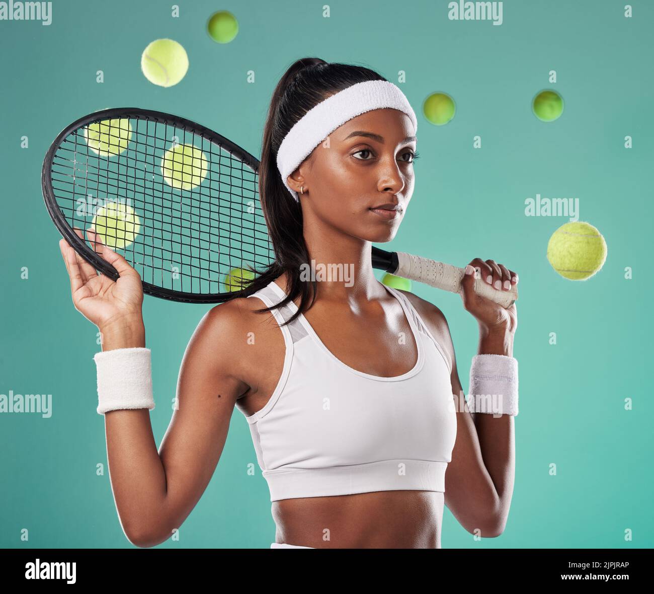 Fitness, healthy and active tennis player or female athlete focused and ...
