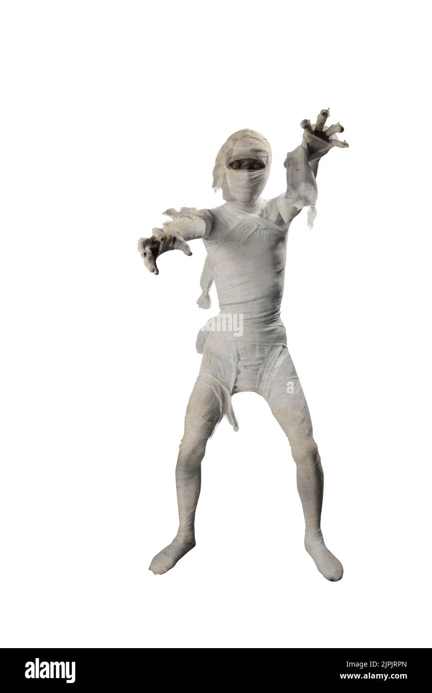 Mummy standing with claw hands isolated over white background Stock ...