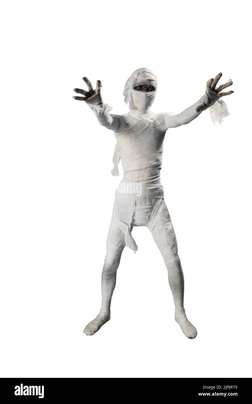 Mummy standing with claw hands isolated over white background Stock ...