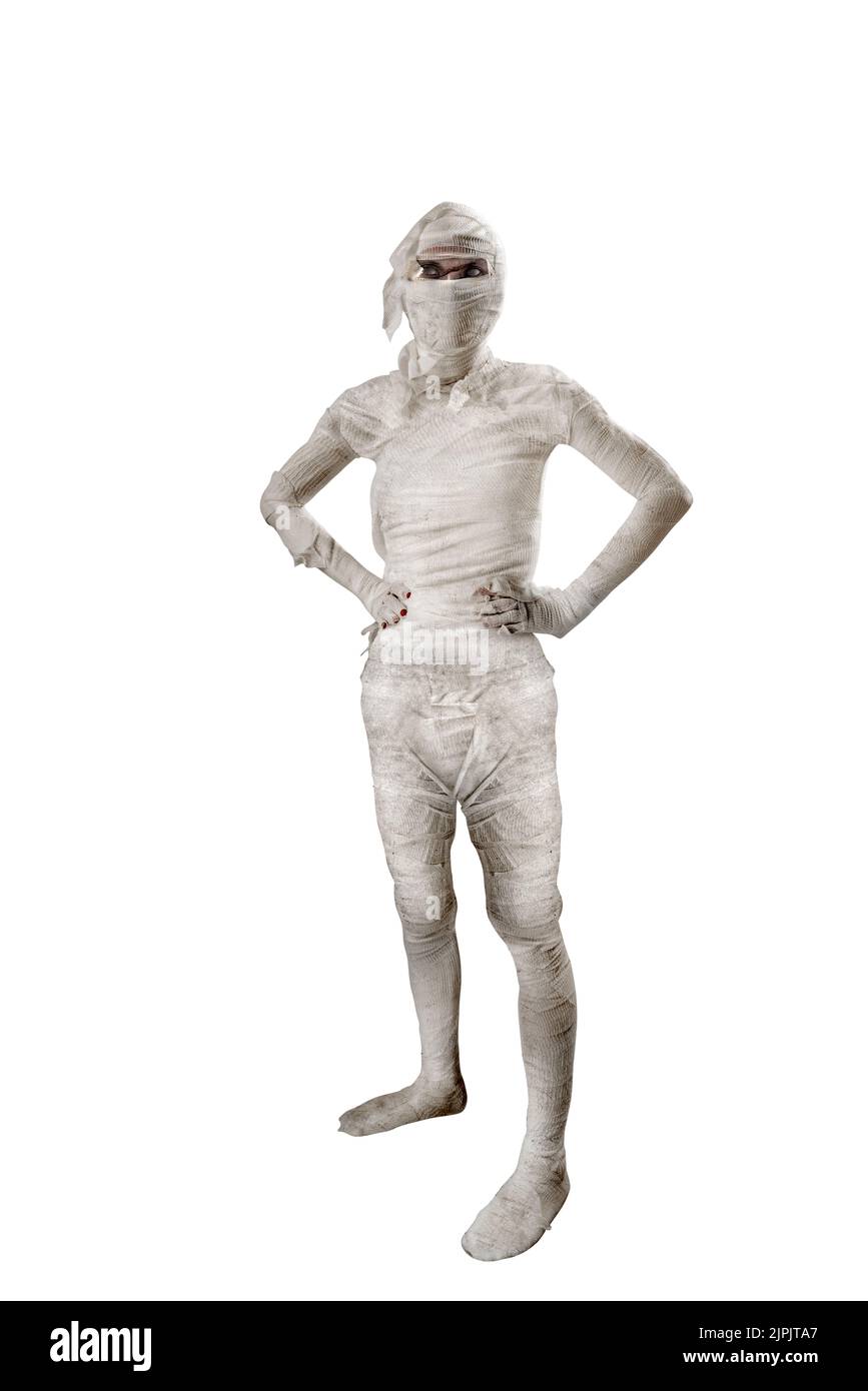 Mummy standing isolated over white background Stock Photo - Alamy