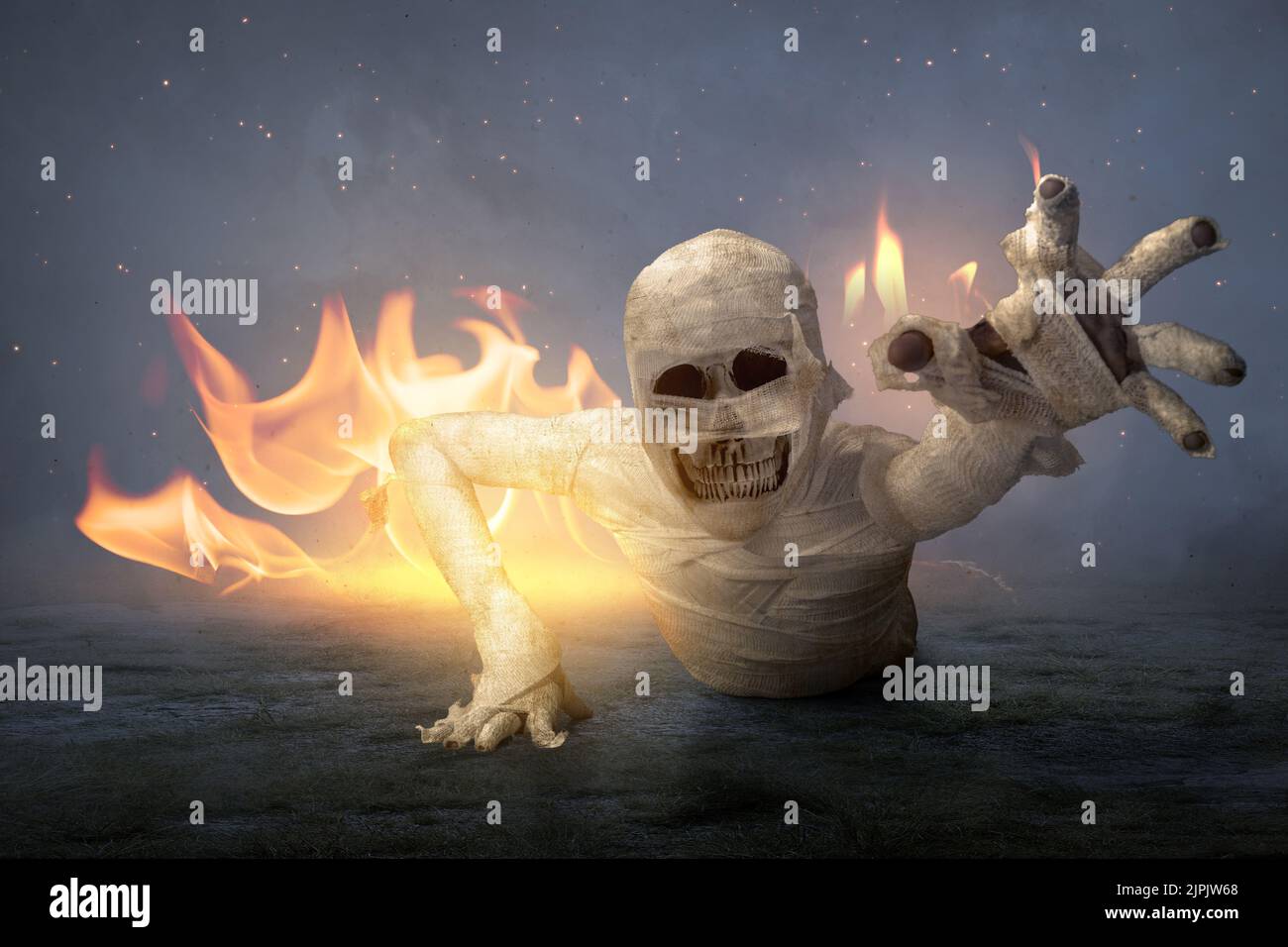 Skull fire head skeleton flame hi-res stock photography and images - Alamy