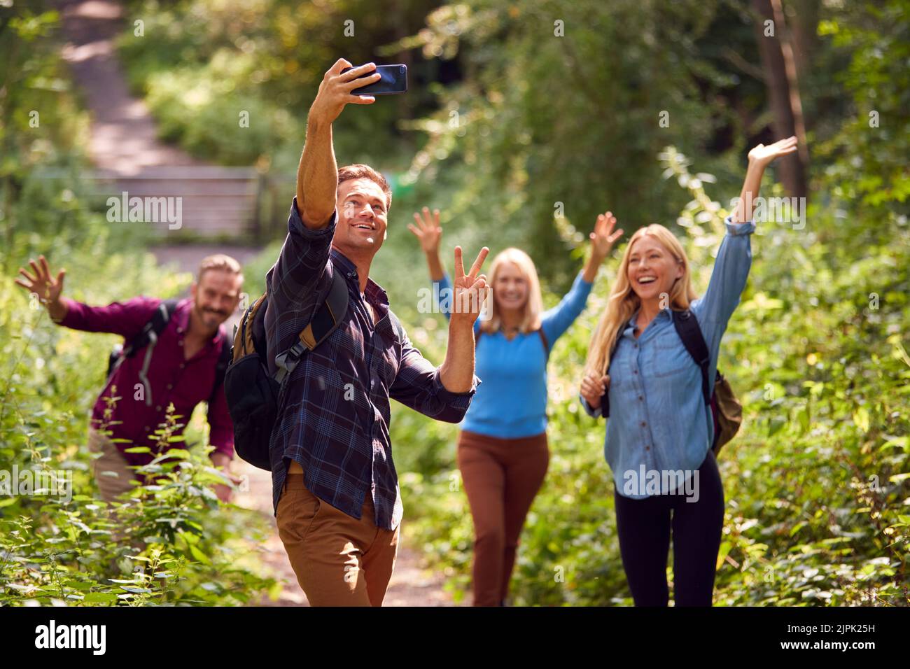 smiling, hiking, waving, selfie, smile Stock Photo - Alamy