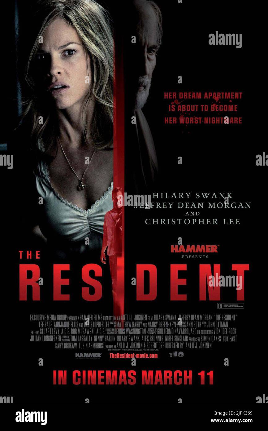 HILARY SWANK, JEFFREY DEAN MORGAN, CHRISTOPHER LEE POSTER, THE RESIDENT ...