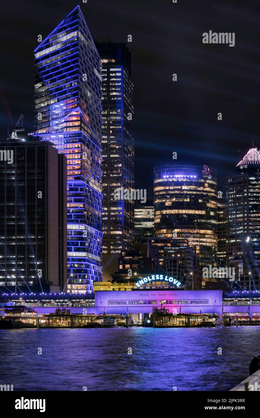 An Endless Love sign over Circular Quay Railway Station and many of the ...
