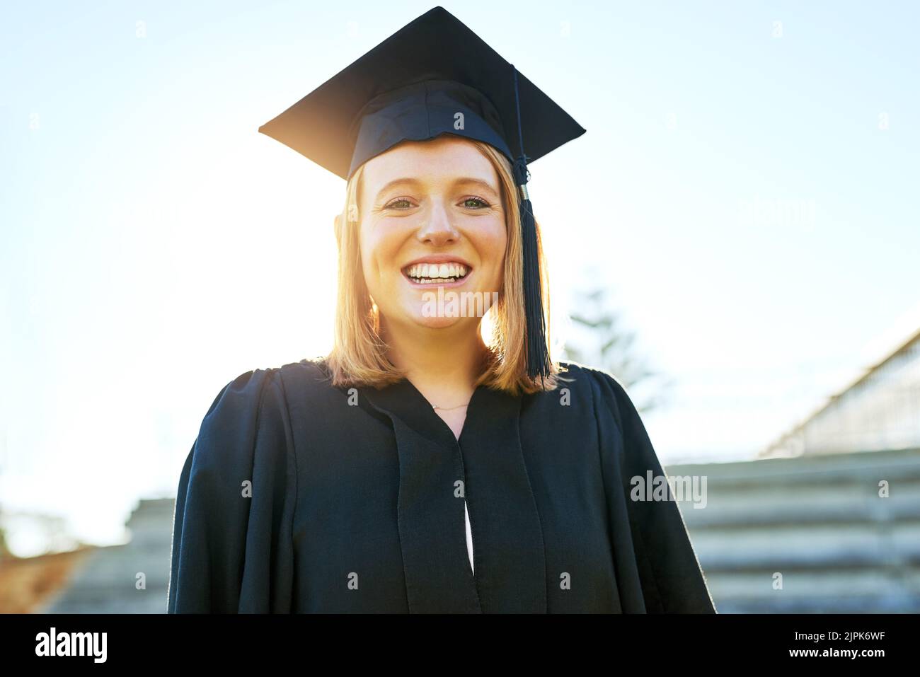 I feel ready to take on the world. Portrait of a student on graduation ...