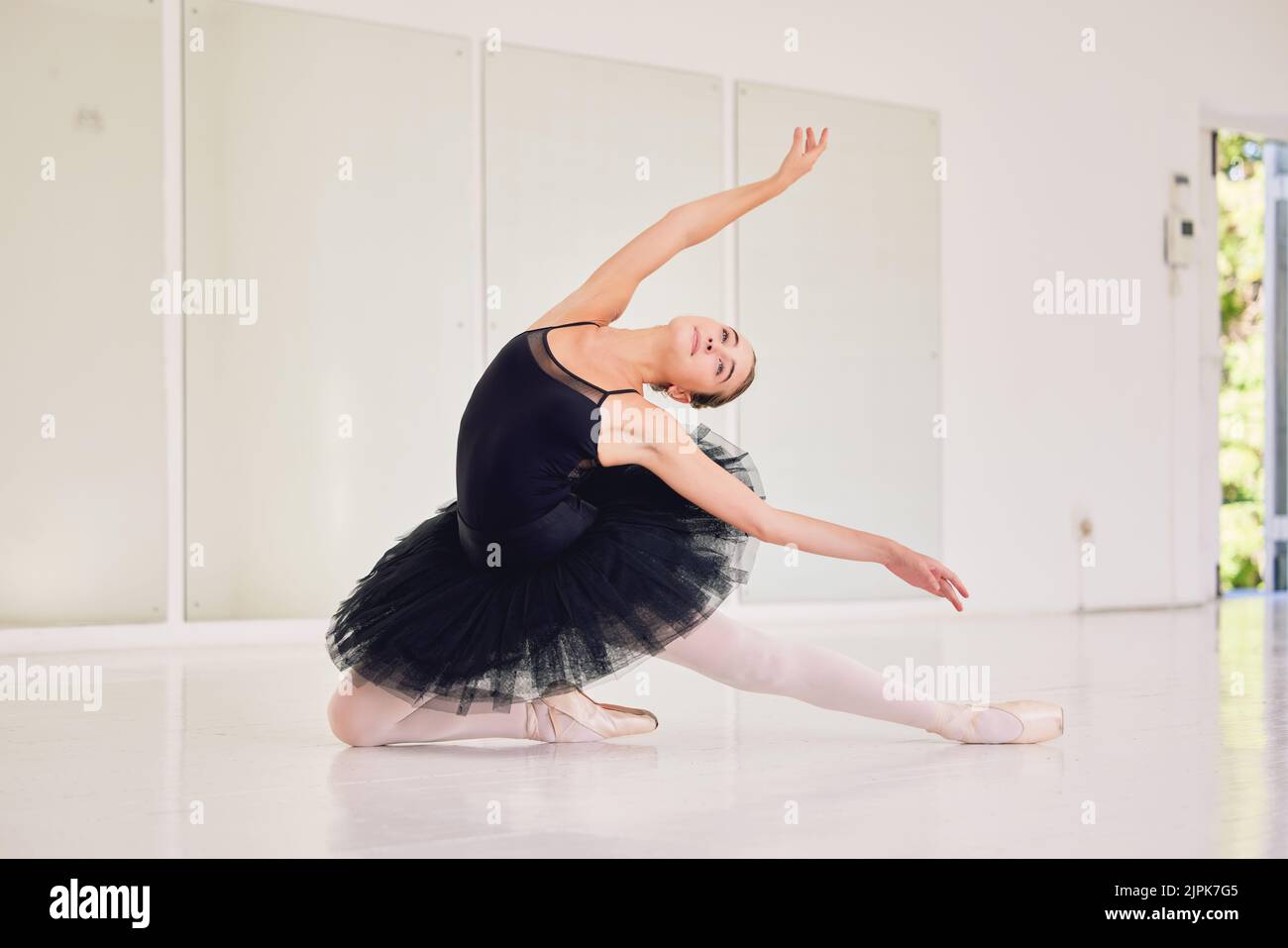 Student ballerina dancer dancing, girl practicing a dance routine and ...