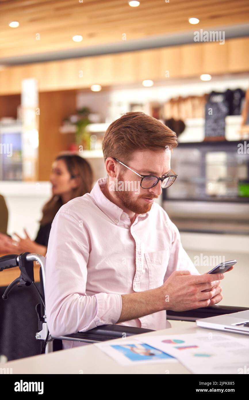 businessman, mobil, cafeteria, cafe, mensch mit behinderung, behinderte ...