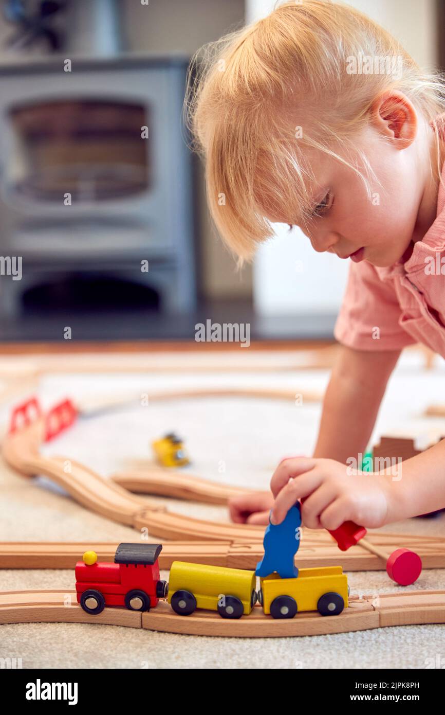 girl, home, train, playing, toy, girls, homes, trains, play, toys Stock ...