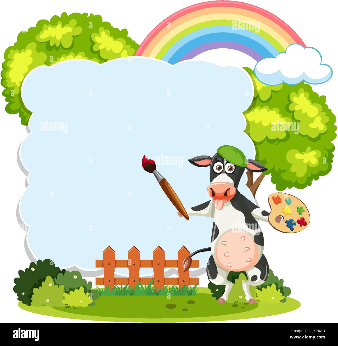 Empty board template with cartoon character illustration Stock Vector ...