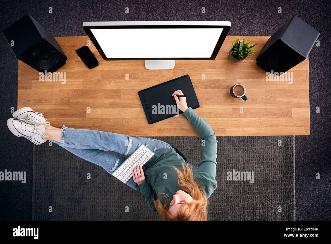 relaxed, working, workplace, graphics tablet, graphic designer, relax ...