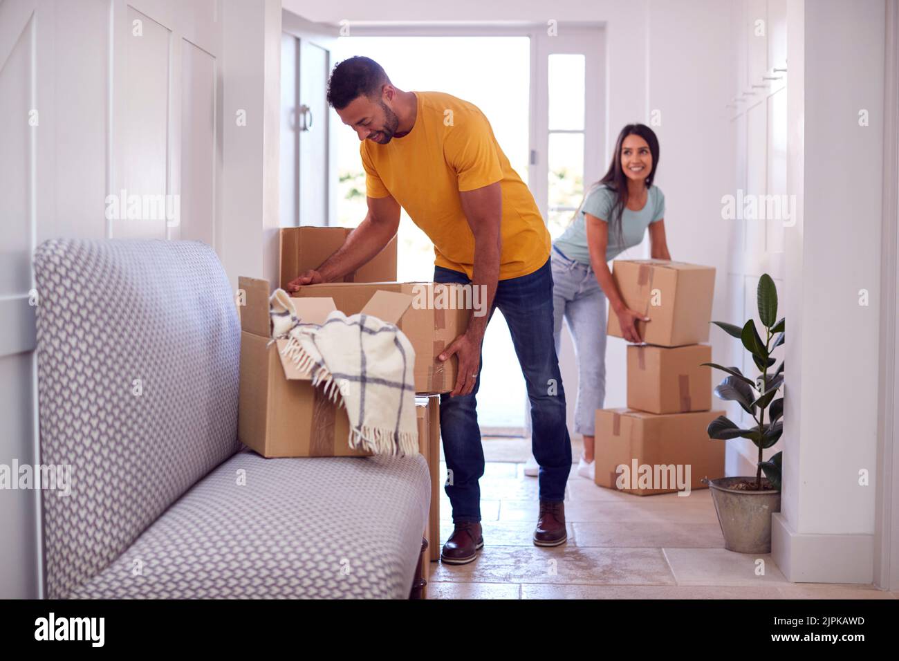 couple, moving in, moving box, new home, pairs, move in, moving ...