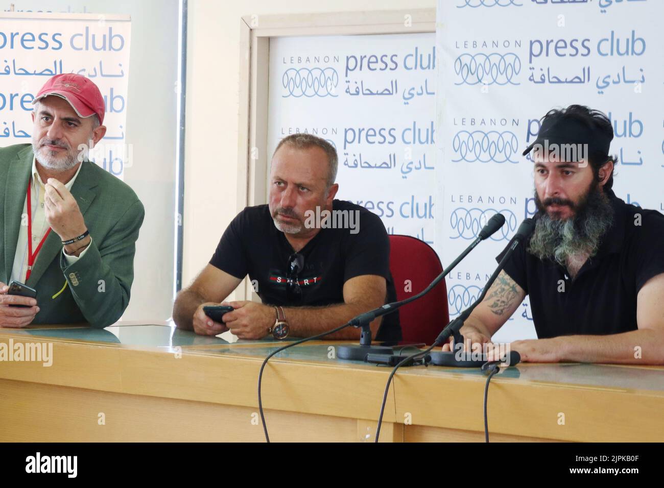 Bank assailant Bassam al-Sheikh Hussein holds a press conference with ...