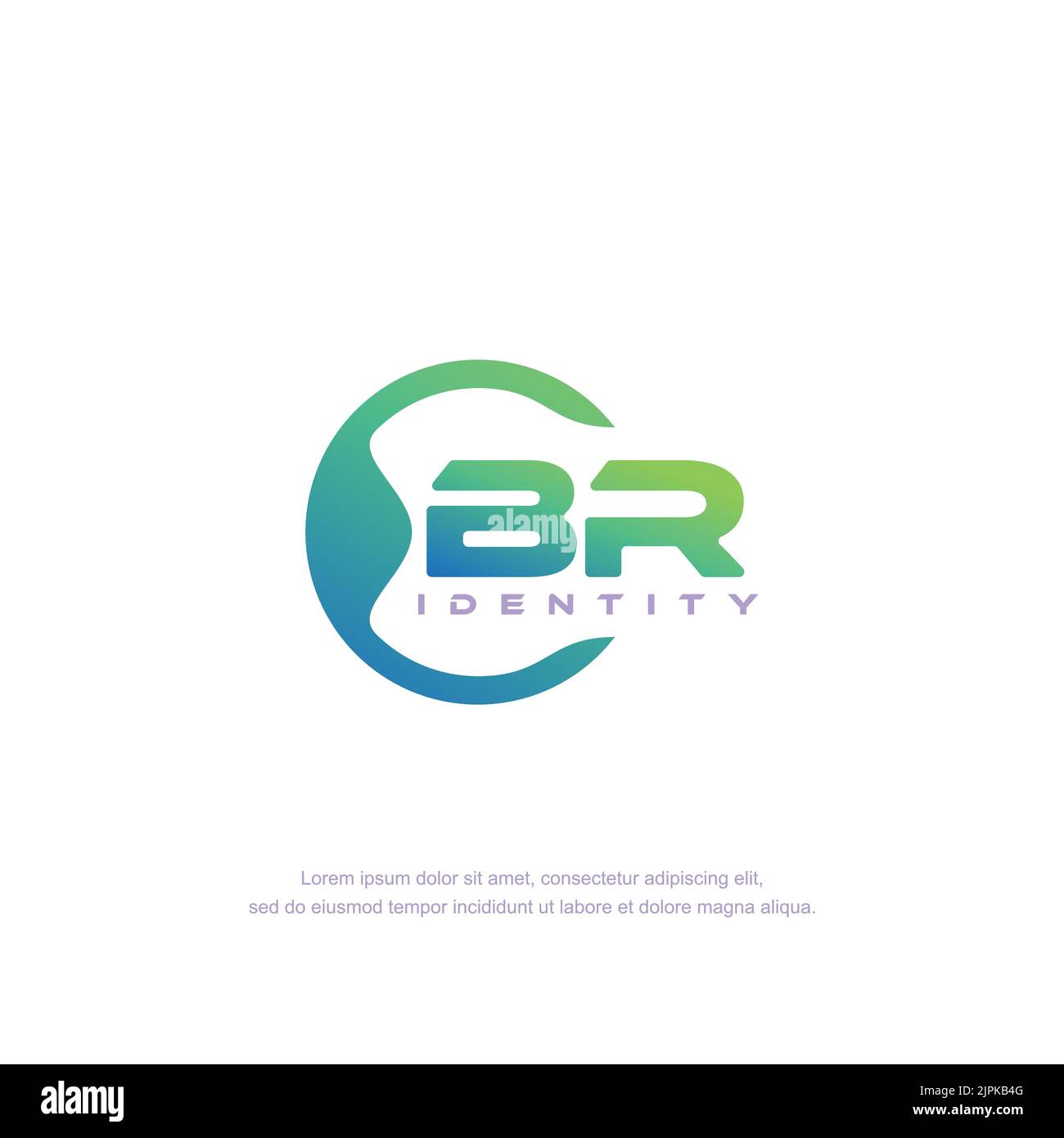 BR Initial letter circular line logo template vector with gradient ...