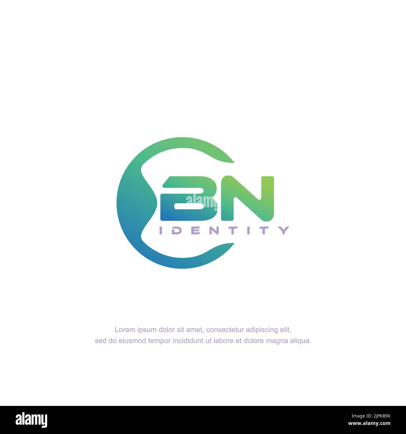 BN Initial letter circular line logo template vector with gradient ...