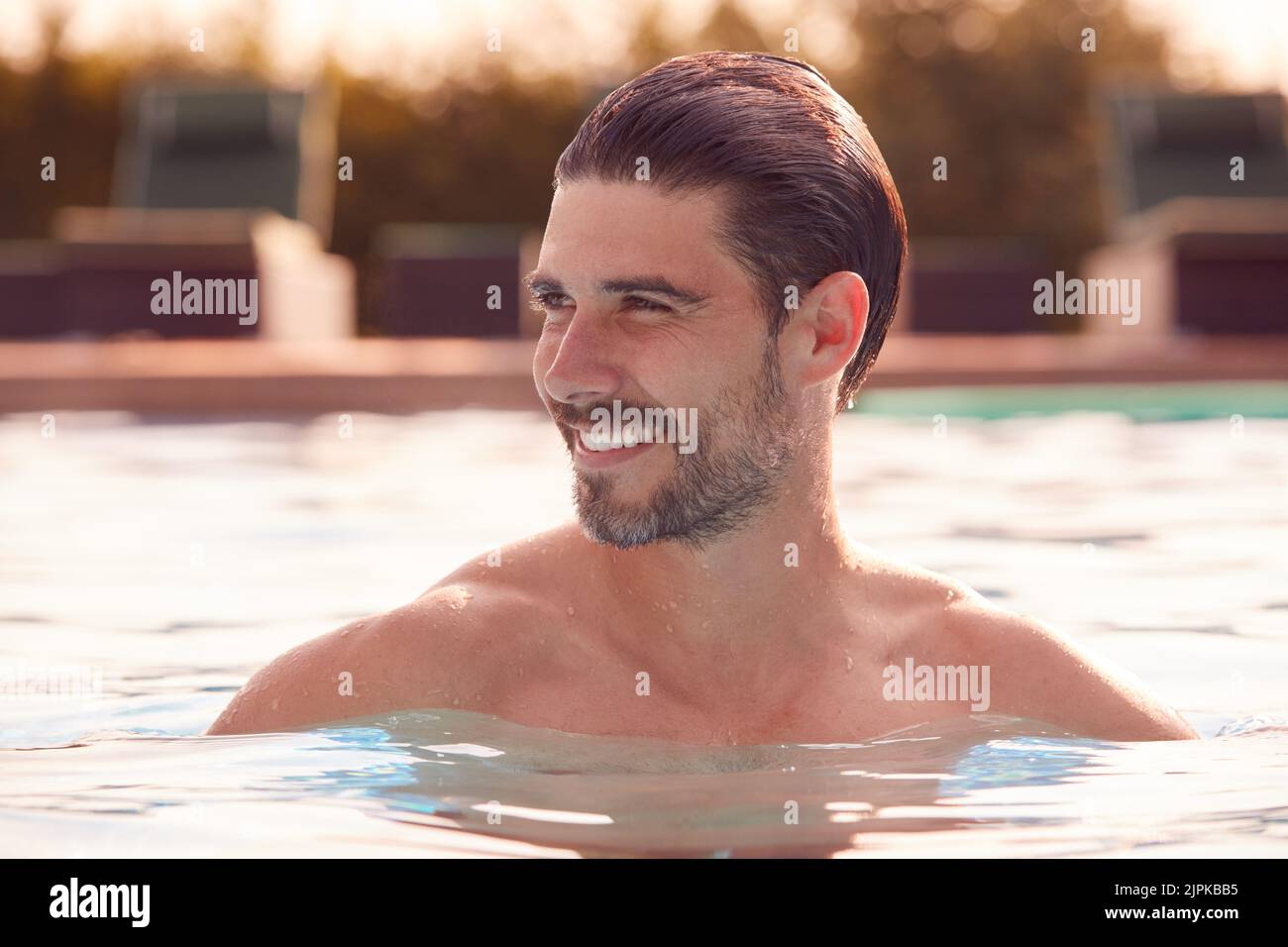 Pool guy smiling hi-res stock photography and images - Alamy