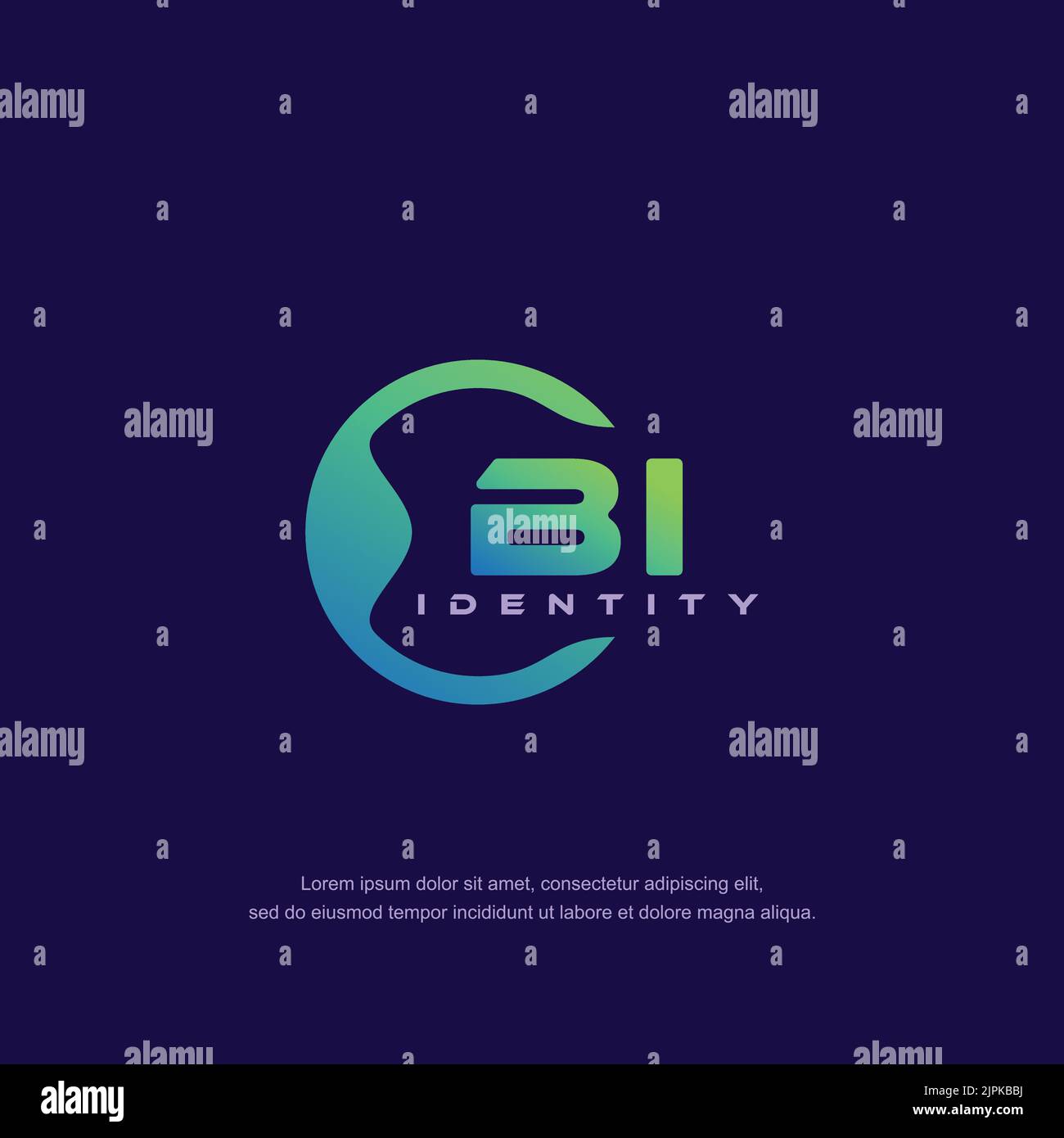 BI Initial letter circular line logo template vector with gradient ...