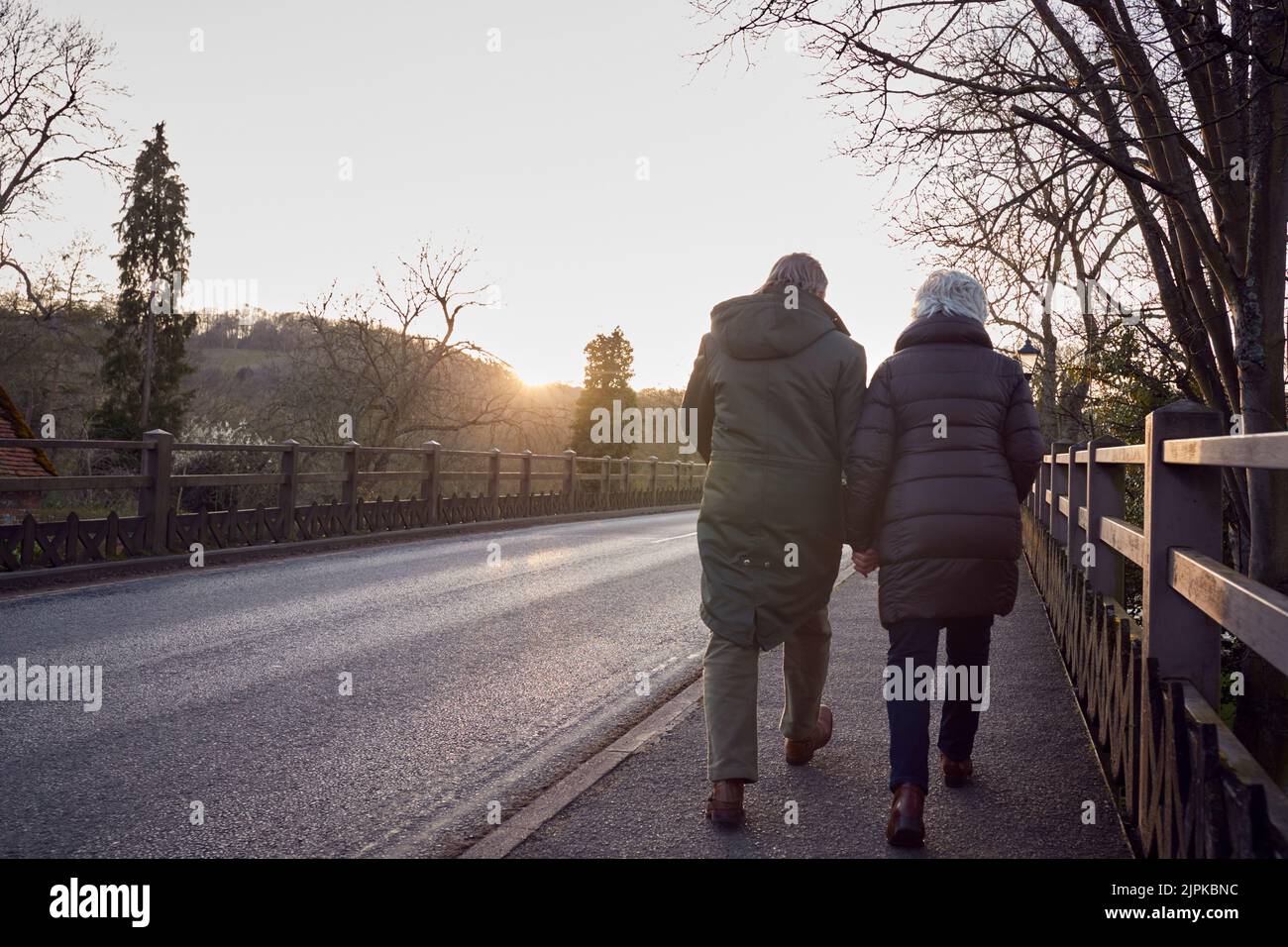 walk, holding hands, older couple, walks, older couples Stock Photo - Alamy