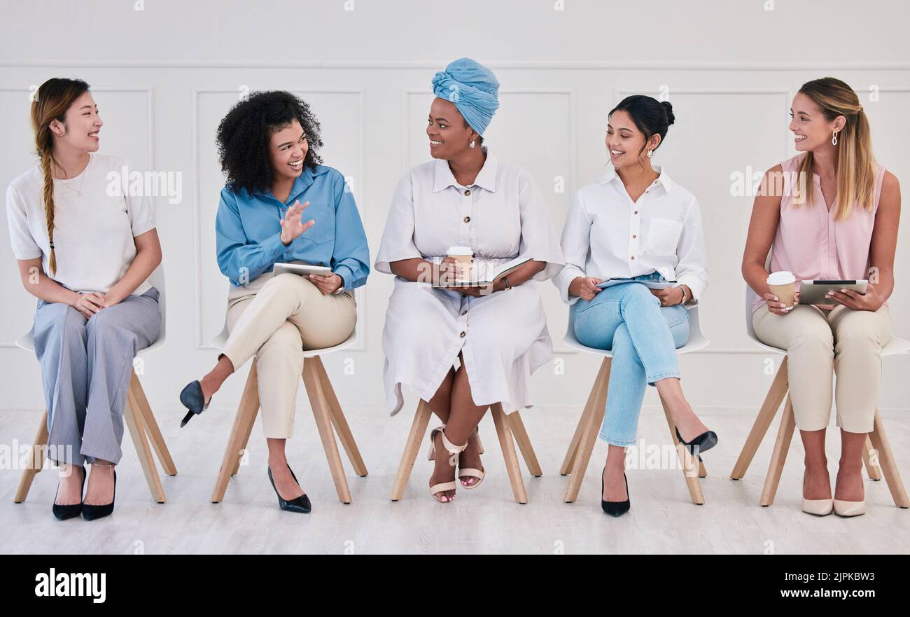 Diverse, design and marketing group of corporate woman planning and ...