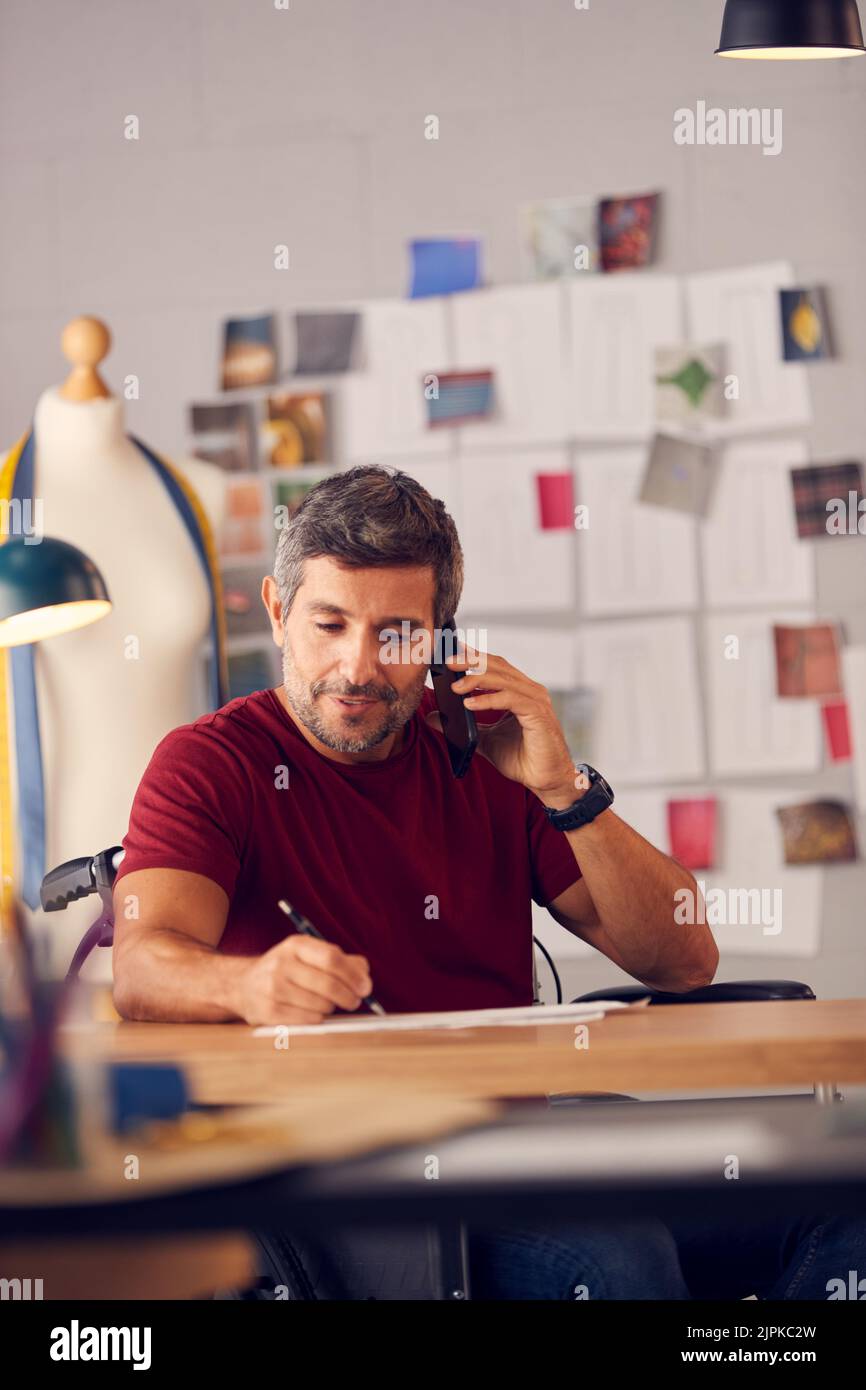 on the phone, disabled, customer conversation, fashion designer, on the ...