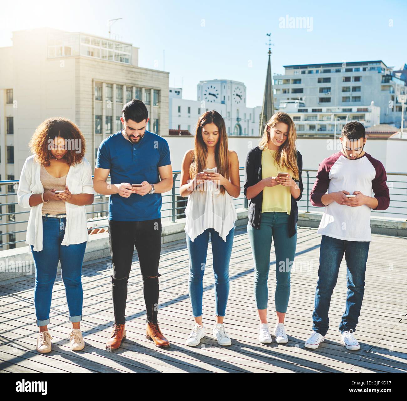 The world is evolving. Full length shot of a group of young people ...