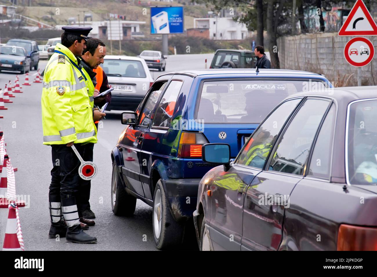 Police controlling traffic survey, Tirana, Albania Stock Photo - Alamy