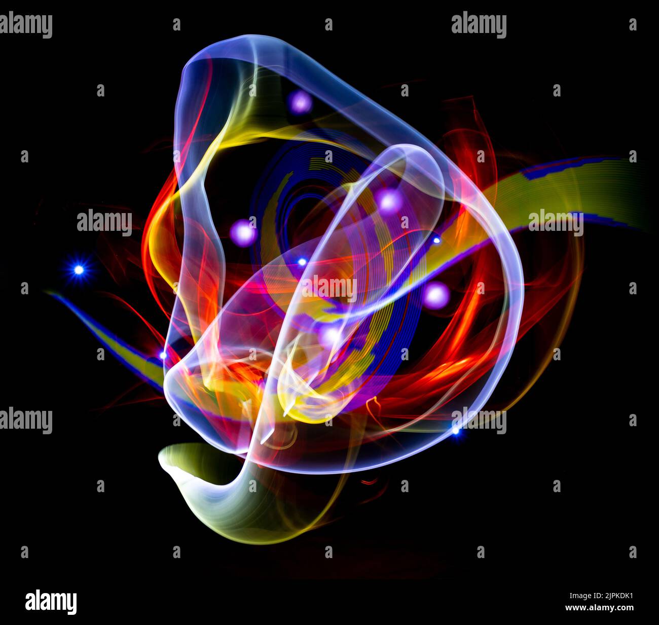 Abstract representation of a galaxy. Illustration made with colored ...