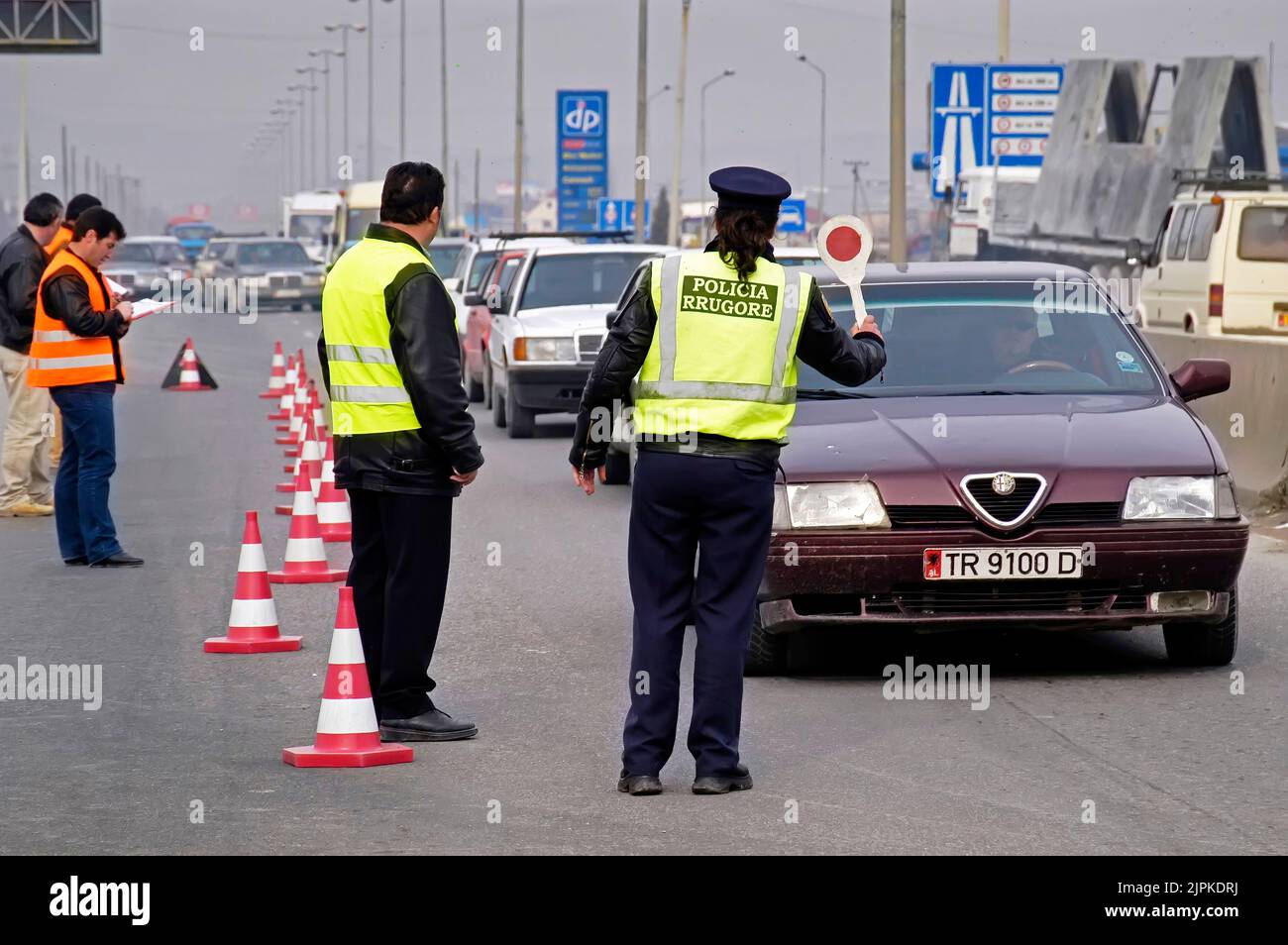 Police controling traffic survey, Tirana, Albania Stock Photo - Alamy