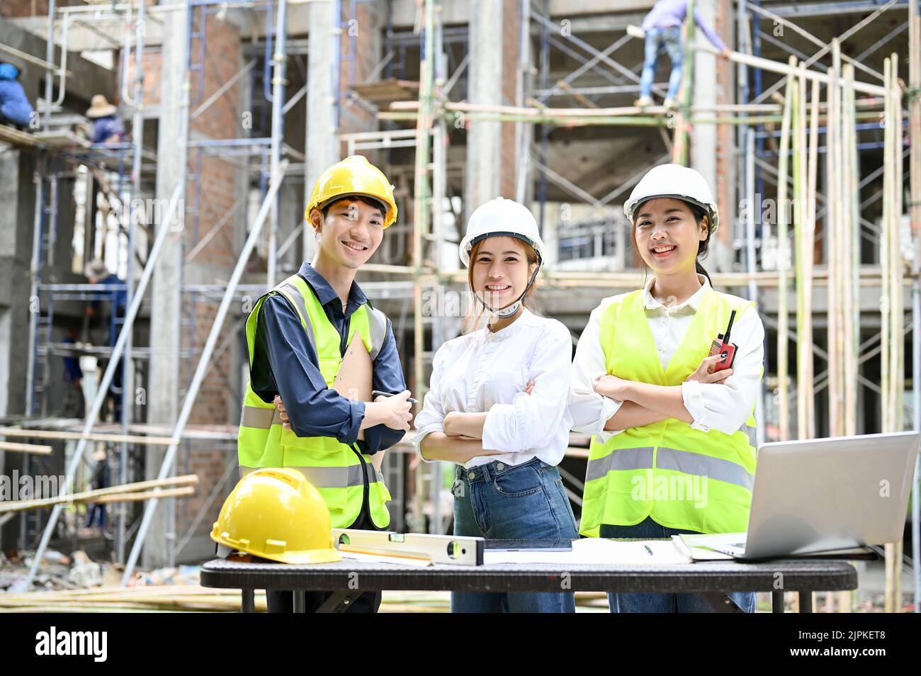 Portrait, A group of a professional Asian millennial civil engineer ...