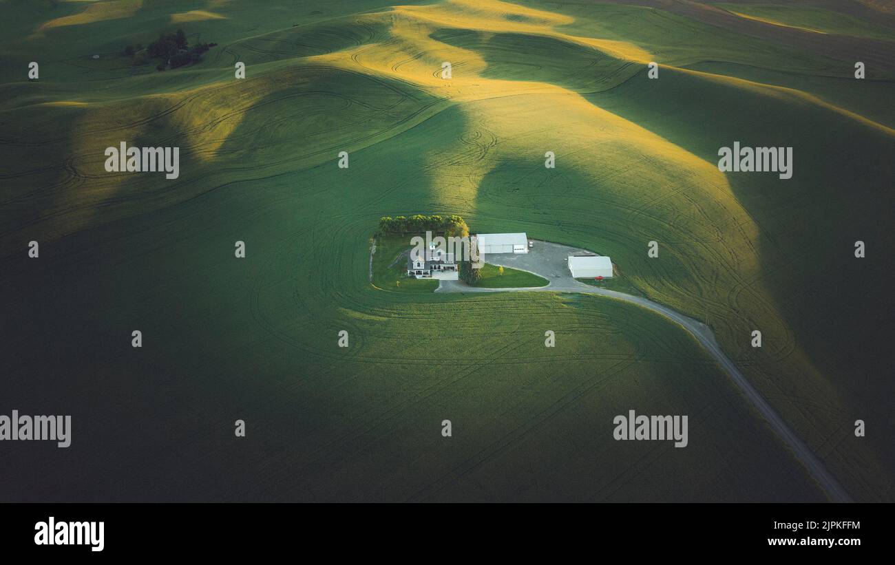 A farm house from above, Palouse, Eastern Washington Stock Photo - Alamy