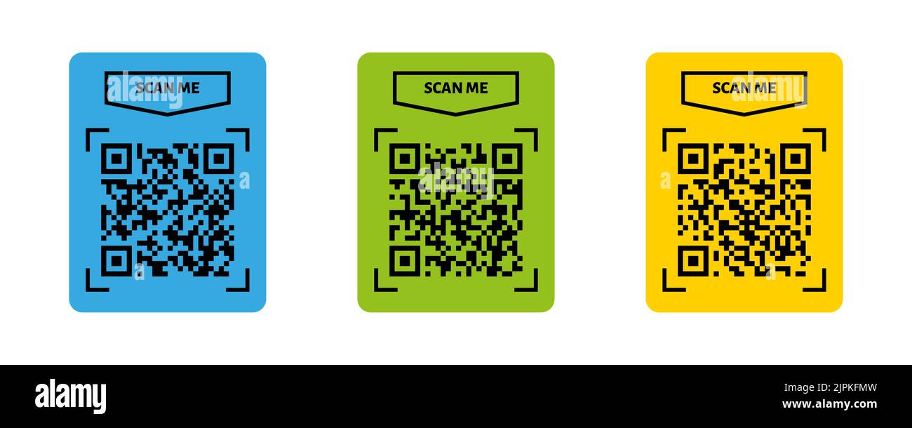 Scan me QR code design. QR code for payment, text transfer with scan me button. Vector ...