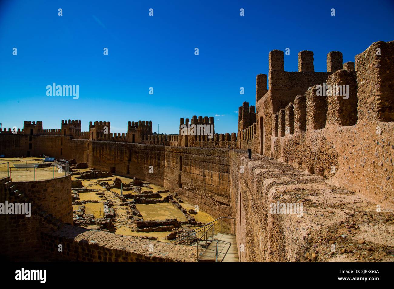 Fortress castle with towers in the wall and a large interior tower ...