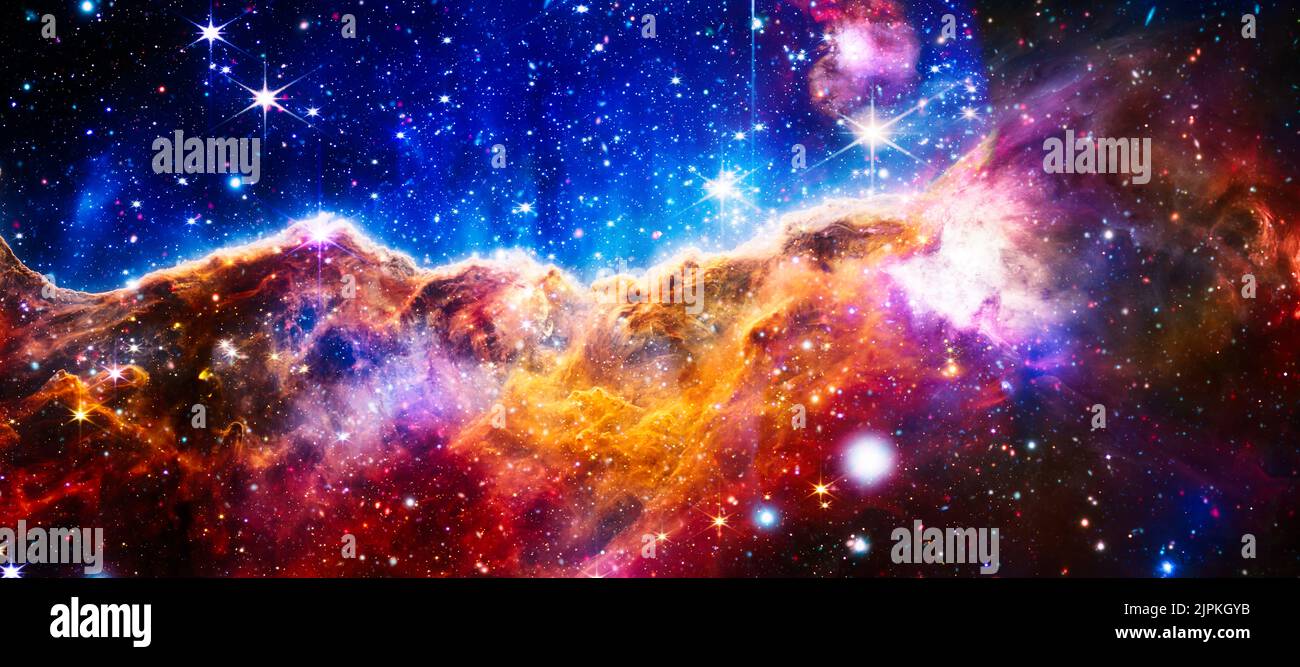 Space background with red nebula and stars. Elements of this image ...