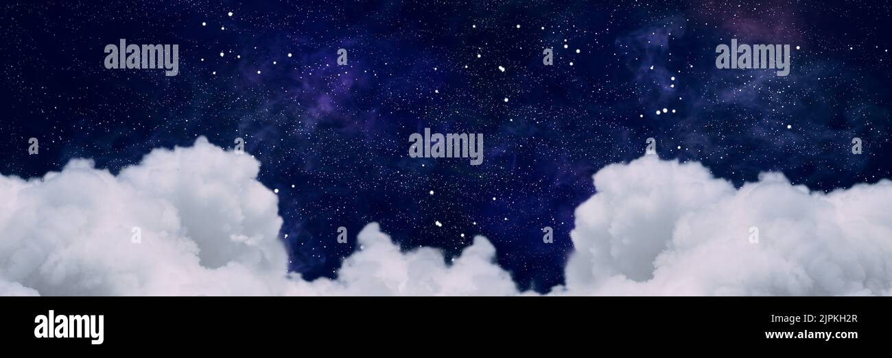 Night sky with clouds and stars.Abstract astronomical galaxy. Elements ...
