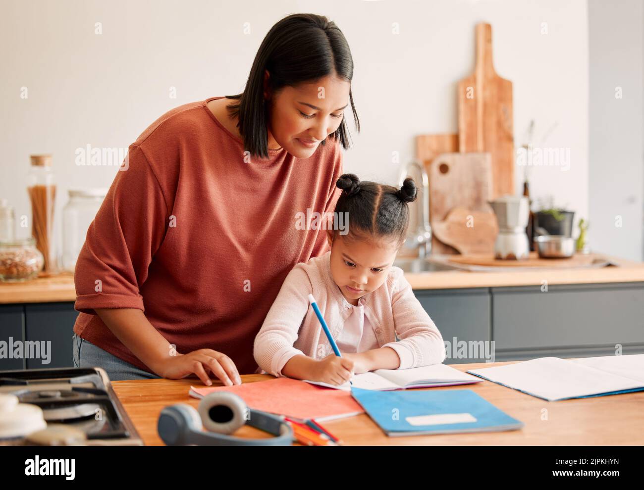 Mother child bonding doing project hi-res stock photography and images - Alamy