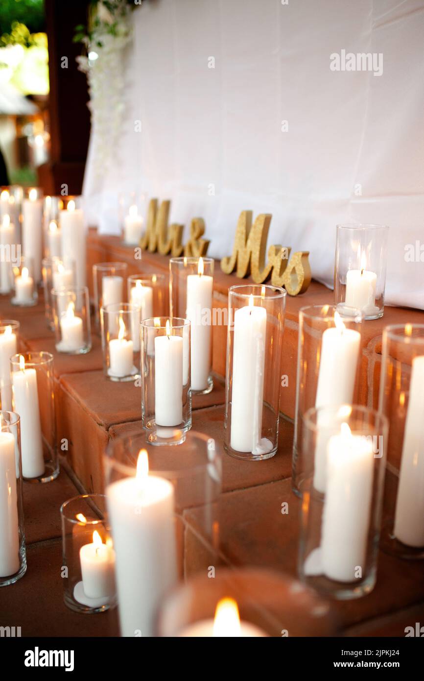 White candles background = burning our fo focus fire Stock Photo - Alamy