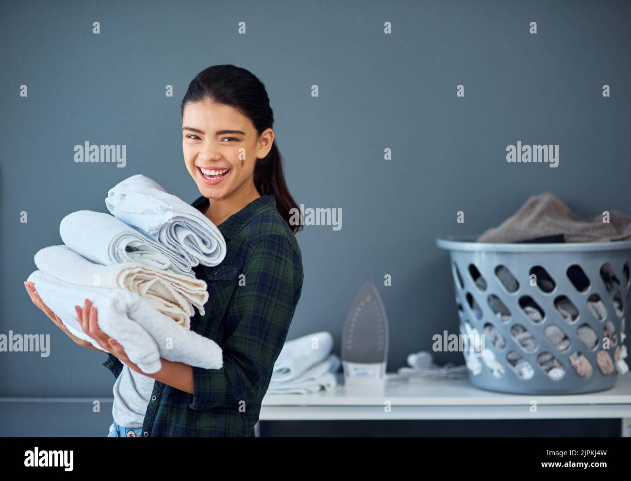 Clean linen can always make me smile. Cropped portrait of an attractive ...