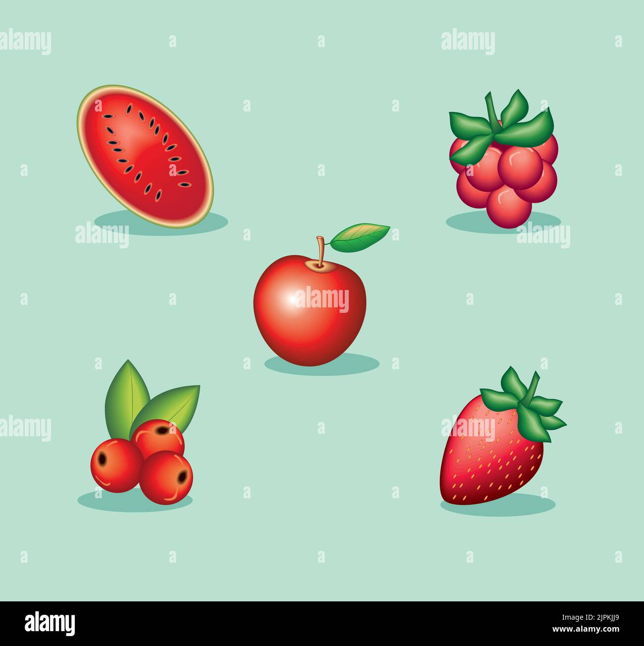 realistic red fruits, icons Stock Vector Image & Art - Alamy