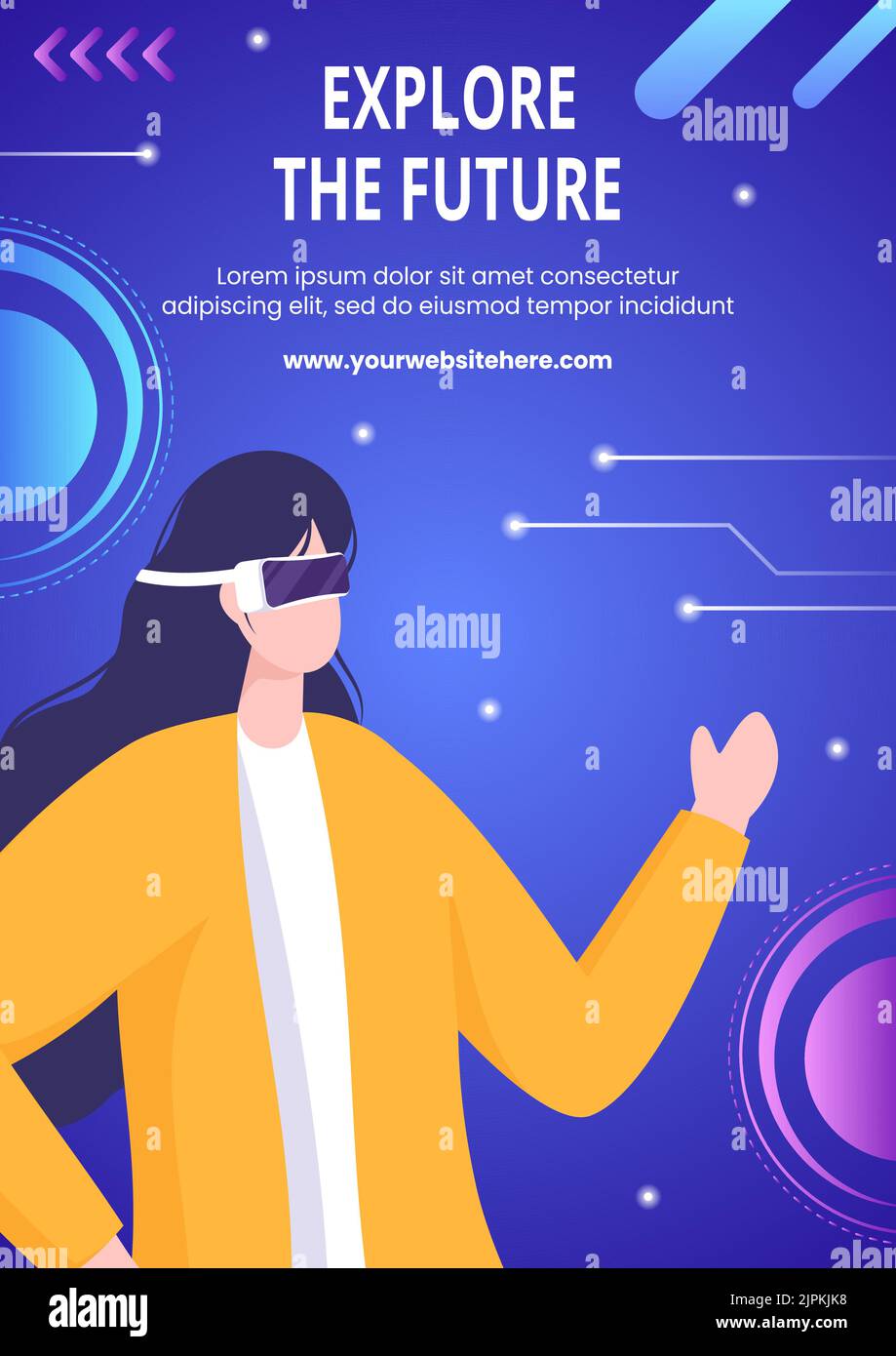 Technology Flyer Template Hand Drawn Cartoon Flat Illustration Stock ...