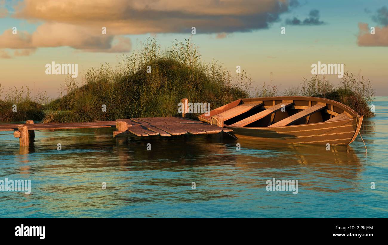landscape with boat fishing background, beautiful evening, boat fishing ...