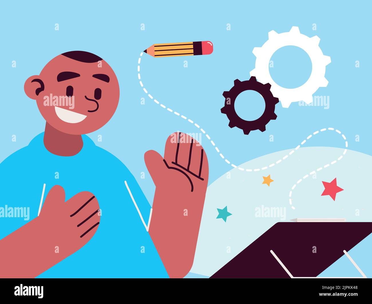 Happy software developer man Stock Vector Images - Alamy