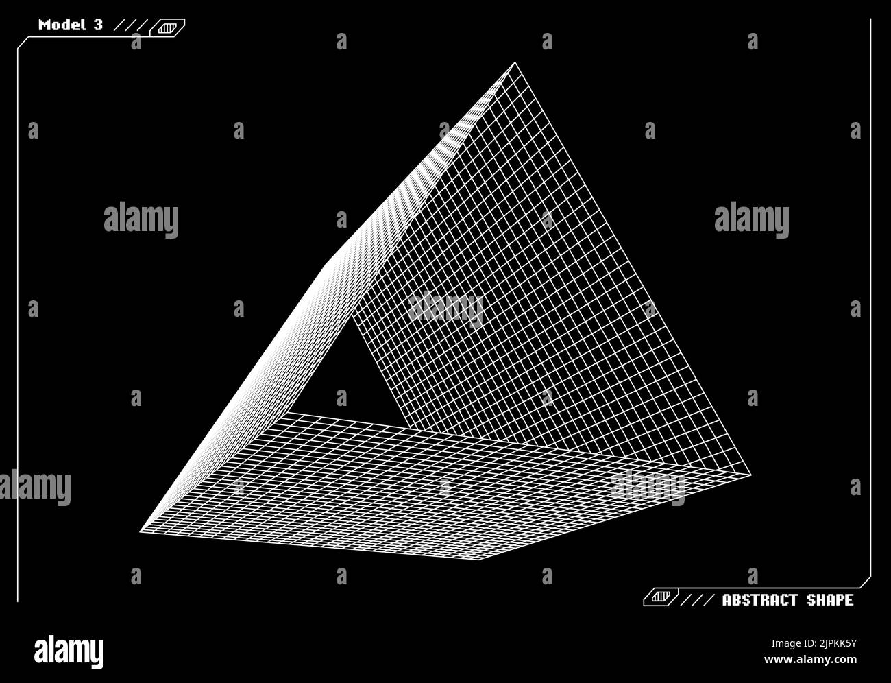 Abstract 3d wireframe shape or basic element with open edge. Science ...