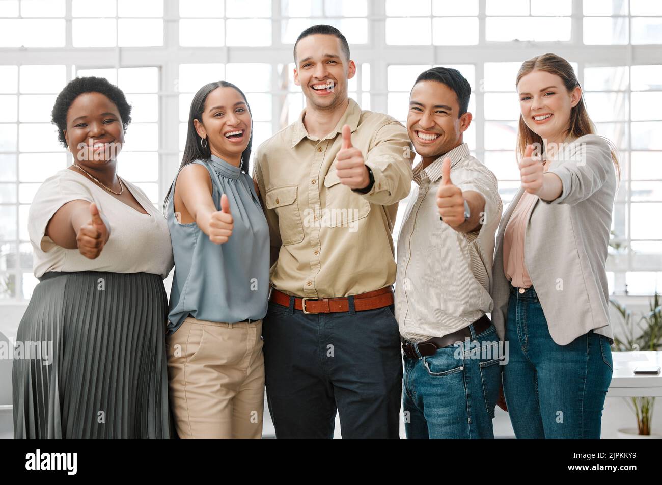 Thumbs up, motivation and support from a team of design, architecture ...