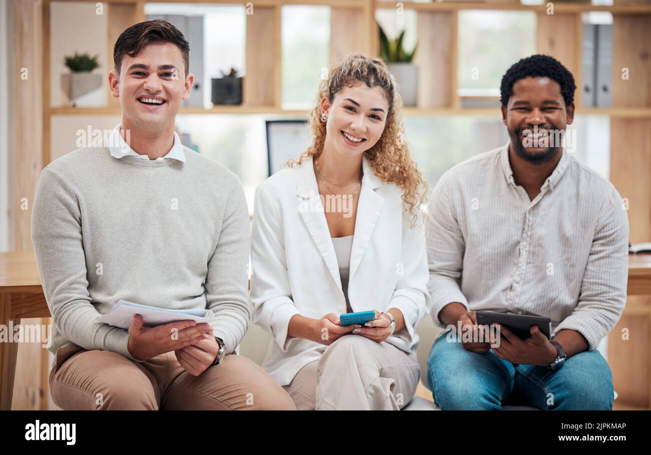 Business team community, collaboration and happy office workers with ...