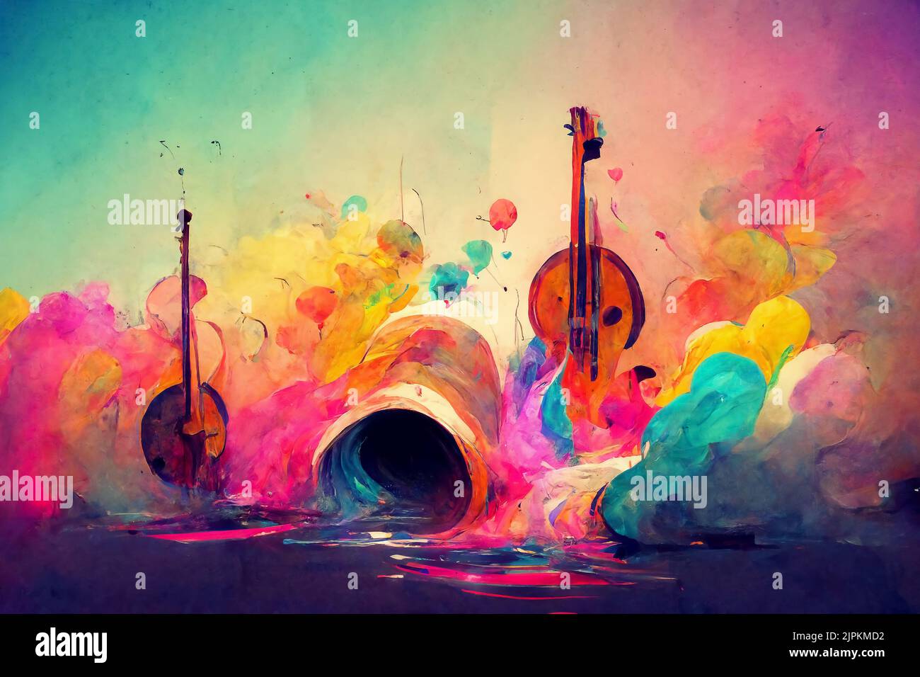 Colorful music and color harmony watercolor illustration Stock Photo ...