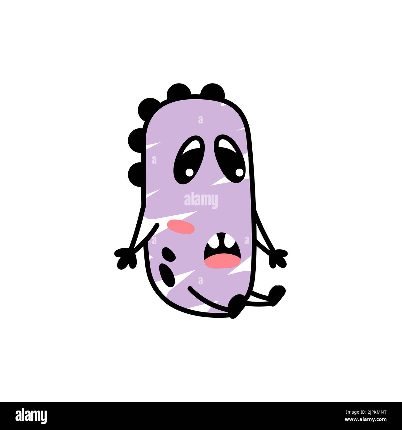 Funny cartoon purple monster sitting confused. A fictional character ...