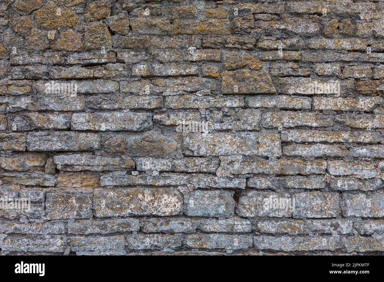Texture of an ancient stone wall overgrown with moss Stock Photo - Alamy